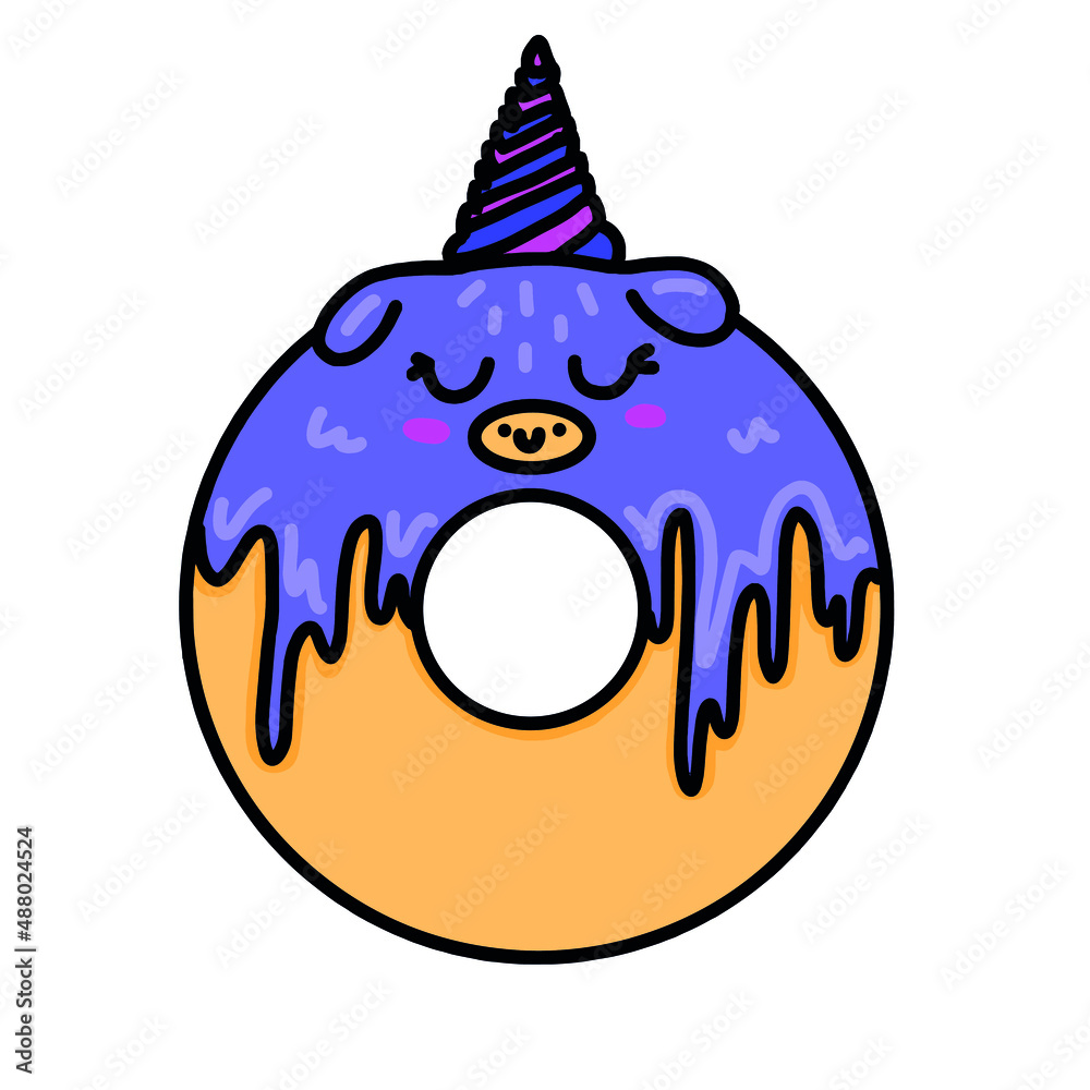 Donut avatar cartoon character vector illustration graphic design. A ...
