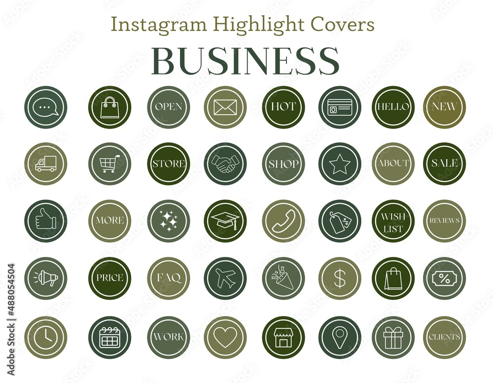 Instagram highlights stories covers trend 2025 business green Stock ...