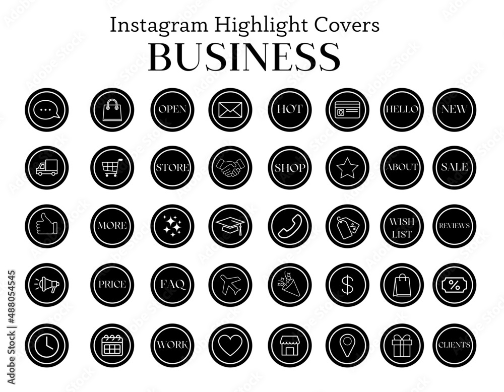 Instagram highlights stories covers trend 2025 business black color ...