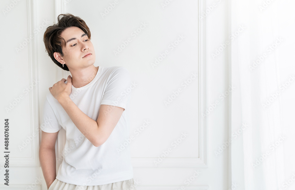 Attractive young handsome smiling face positive asian, korean happy ...