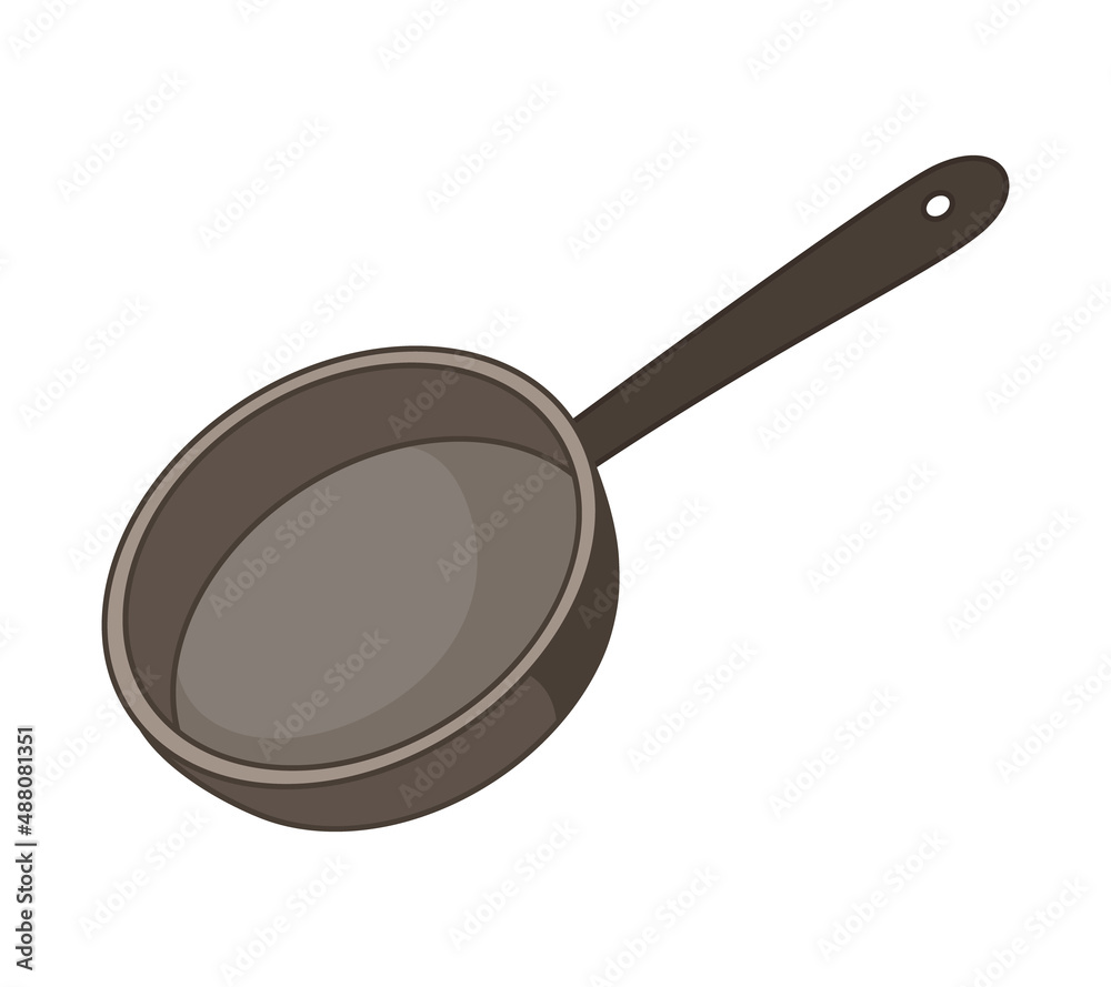 Empty frying pan. Vector illustration of kitchen utensils in cartoon ...