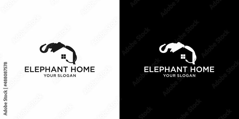 house and elephant logo design inspiration Stock Vector | Adobe Stock