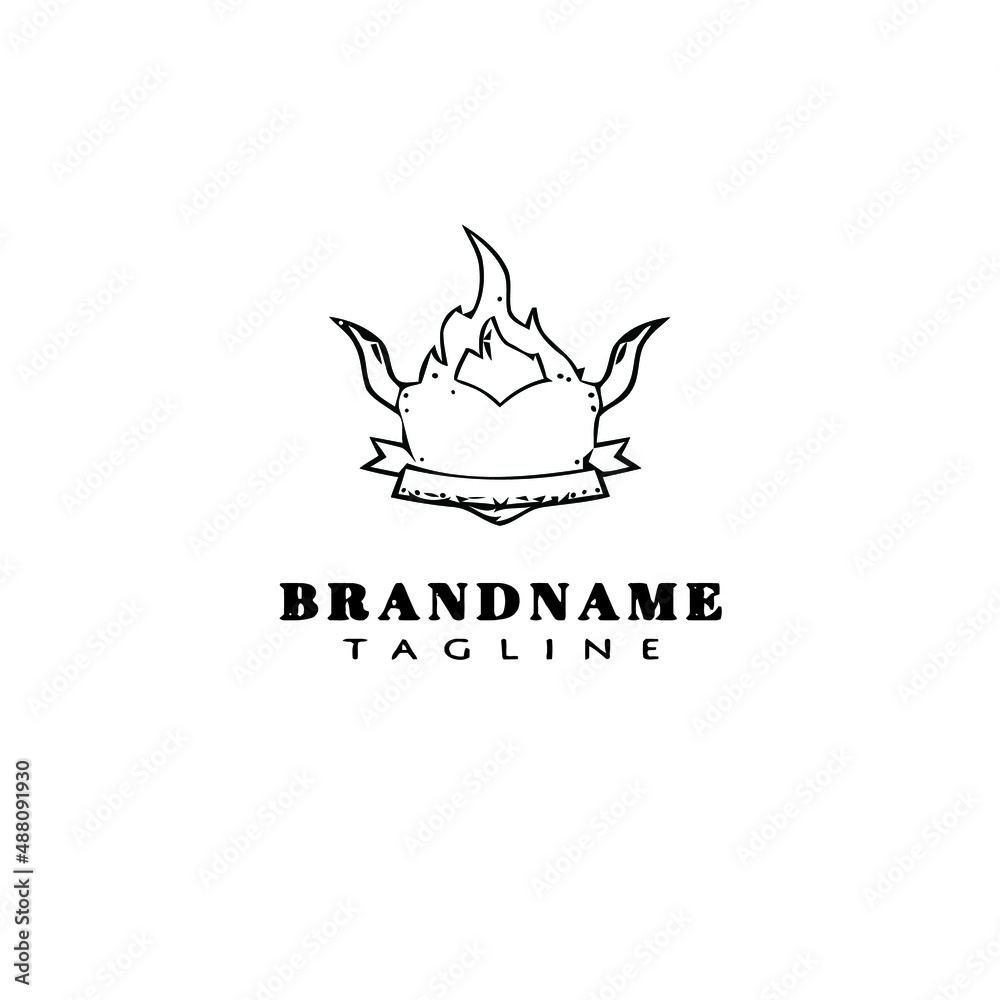 flaming heart logo cartoon icon unique template black isolated vector ...