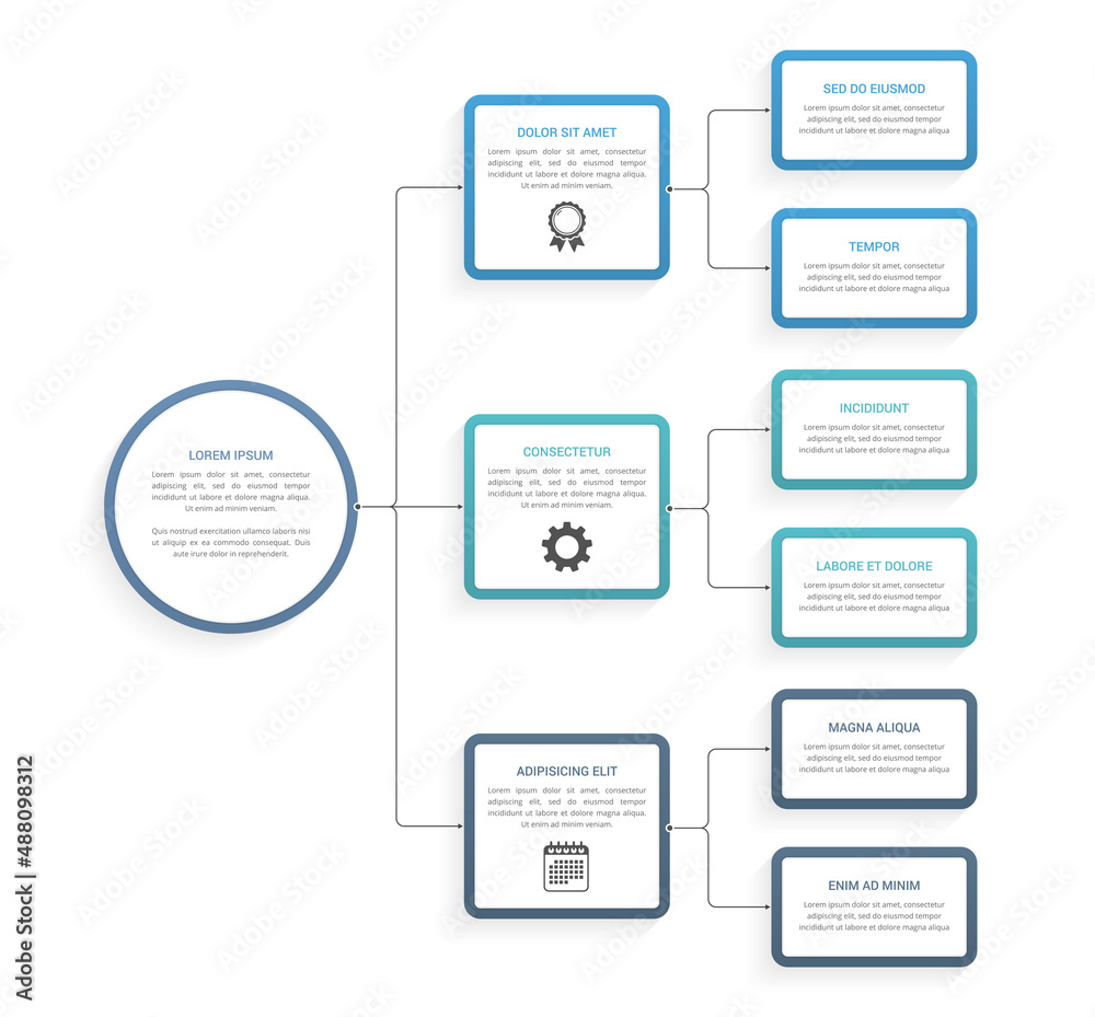 Flow chart infographic template with nodes and arrows, process diagram ...
