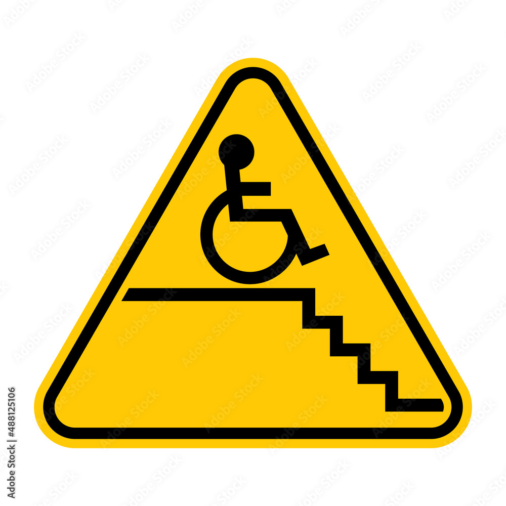 Image vectorielle Stock Obstacle for wheelchair warning sign. Vector ...