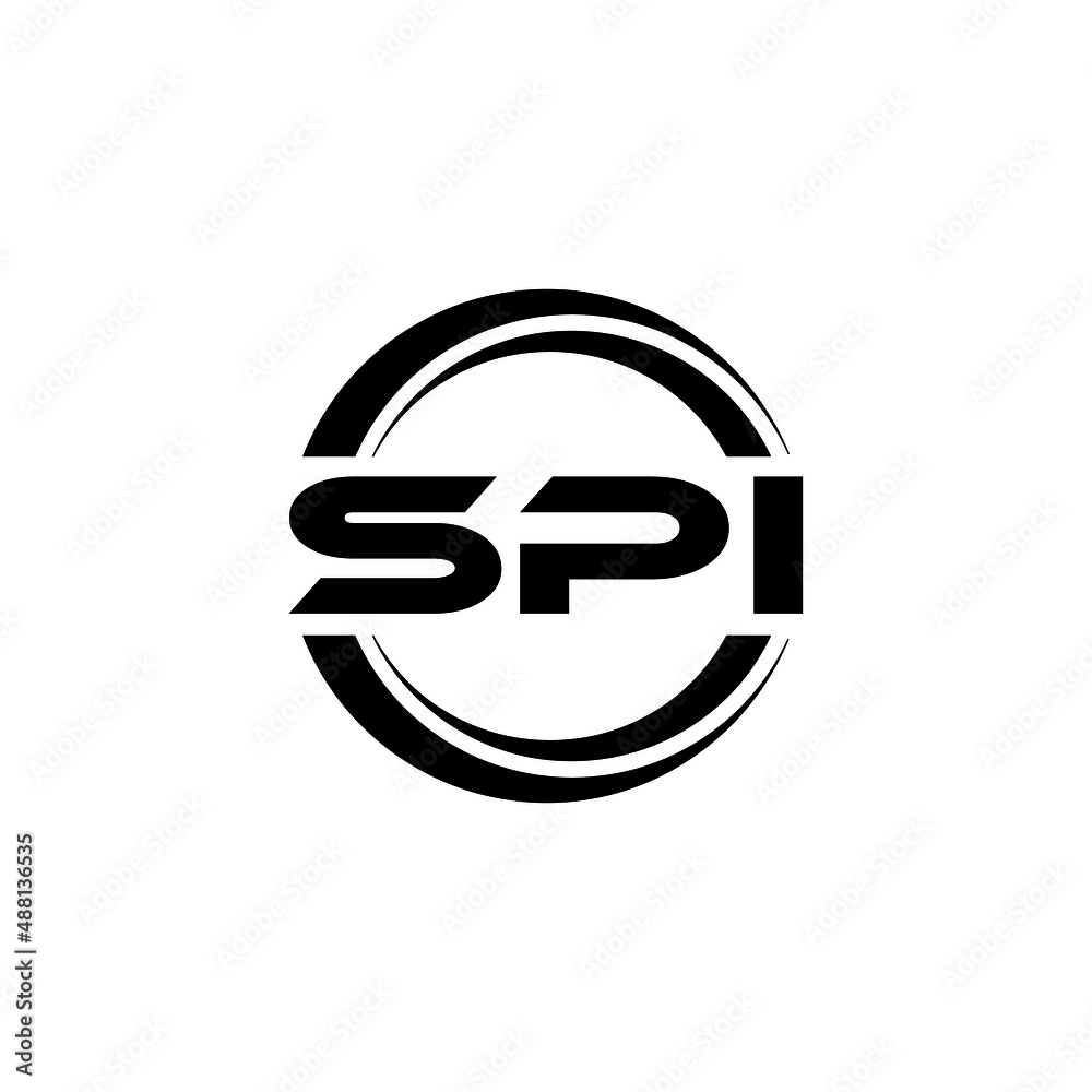 SPI letter logo design with white background in illustrator, vector ...