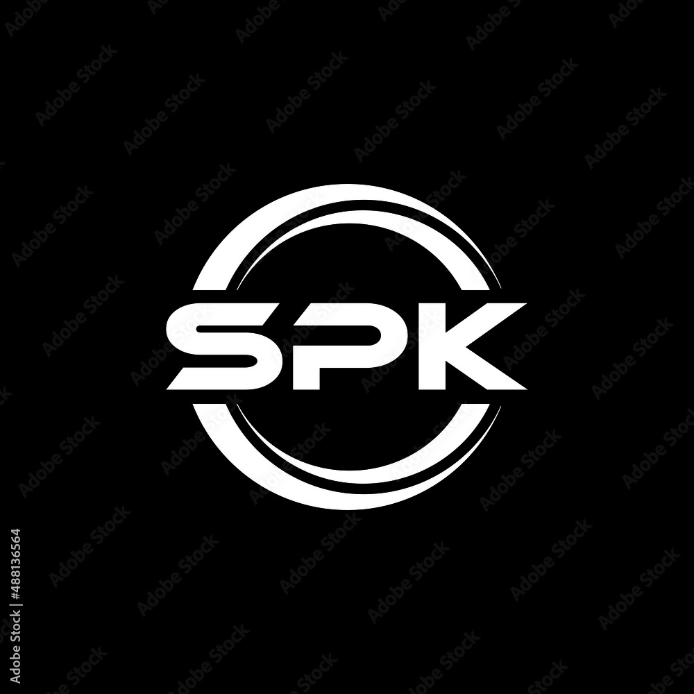 Vector de Stock SPKk letter logo design with black background in ...
