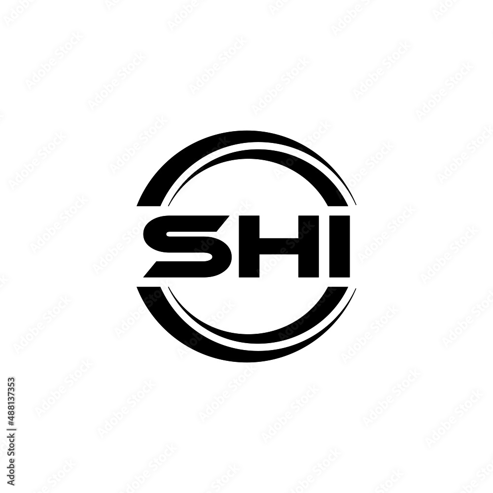 SHI letter logo design with white background in illustrator, vector logo modern alphabet font ...