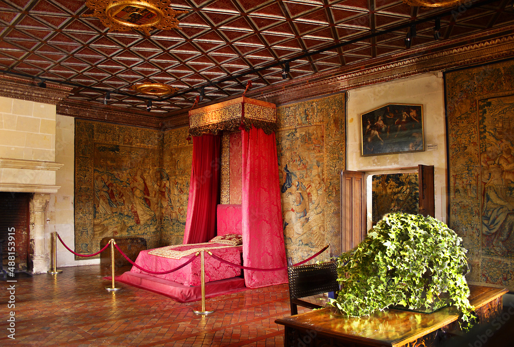 The interior of the Chateau de Chenonceau, France. Loire Valley is ...