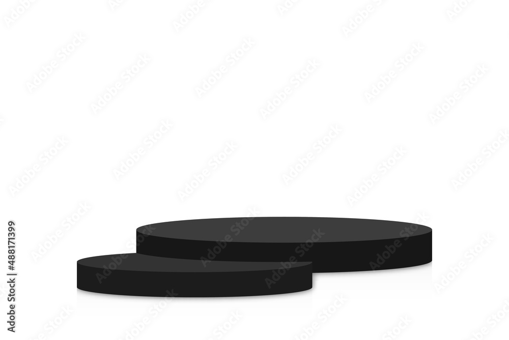 Black podium mockup in circle shape. Empty black stage and pedestal ...