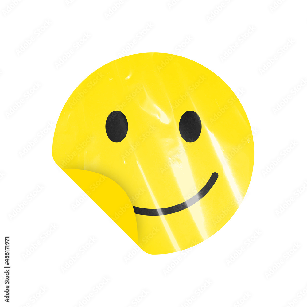 Acid smiley face. Yellow acid sticker with funny melted face. Melted ...