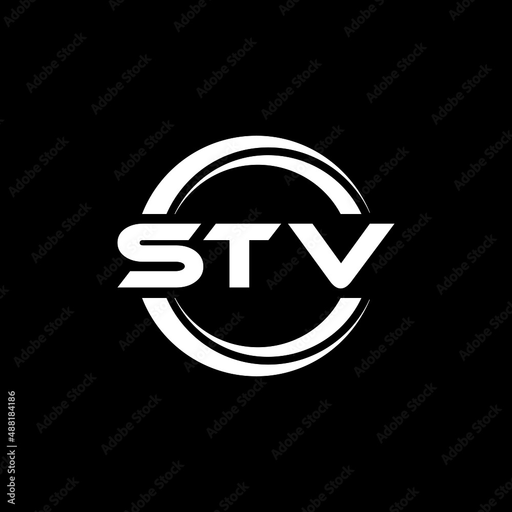 STV letter logo design with black background in illustrator, vector ...