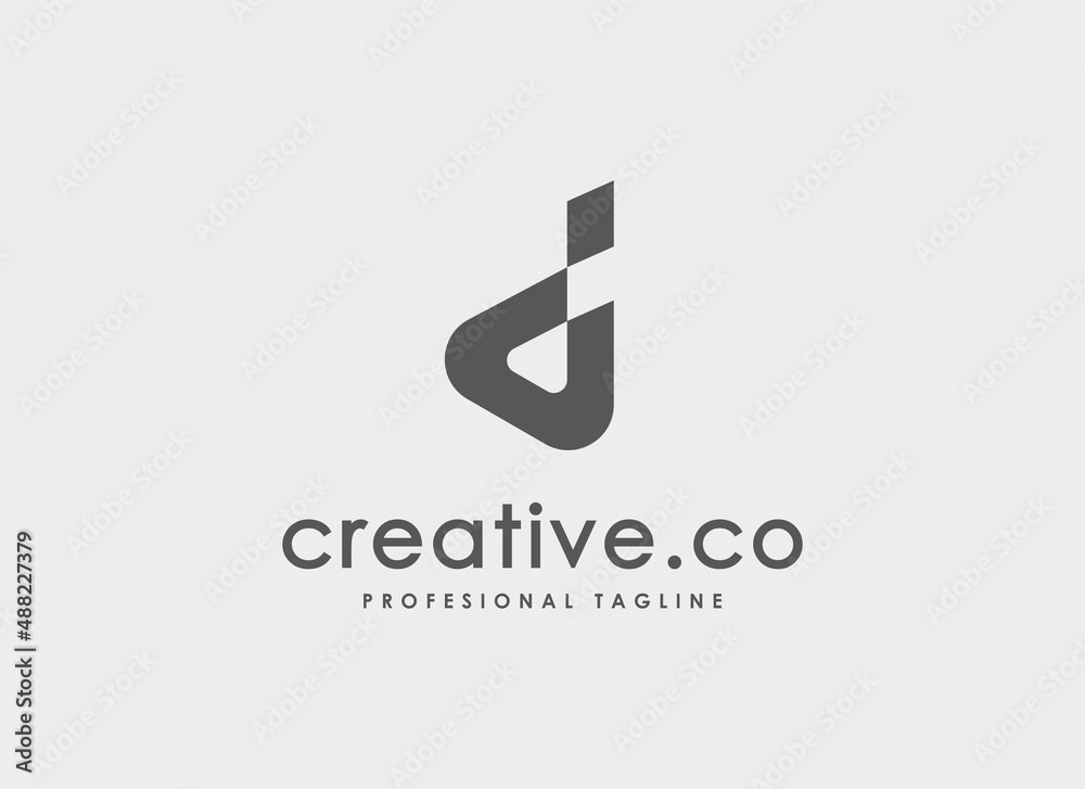 Initial Letter J Logo. Geometric Shapes Origami Style isolated on White ...