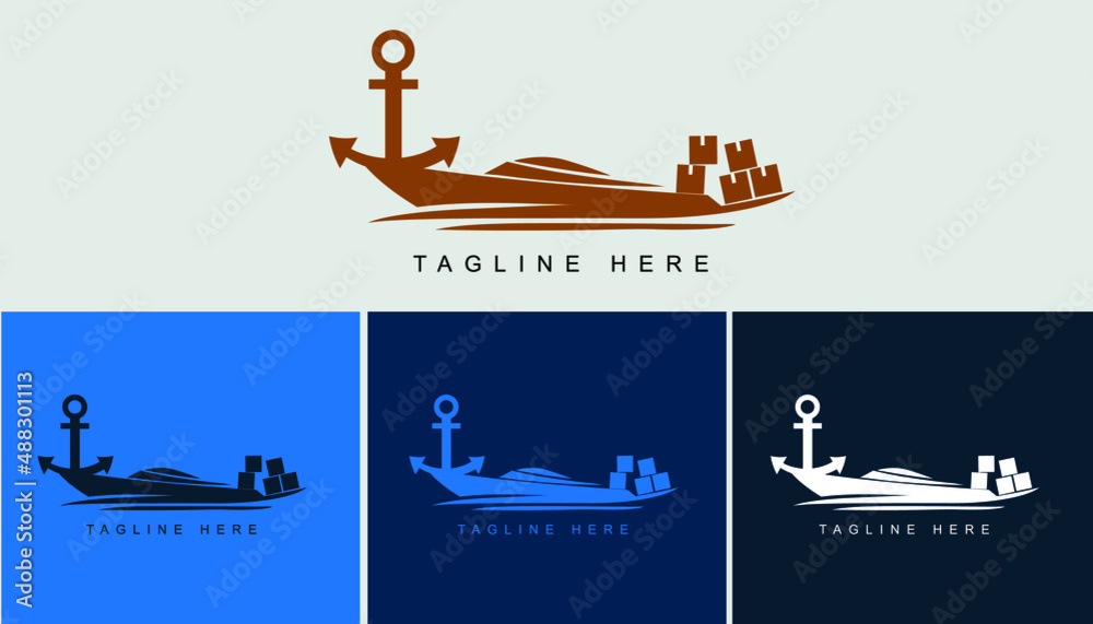 vector logos of anchors and ships for freight forwarding boats to send ...