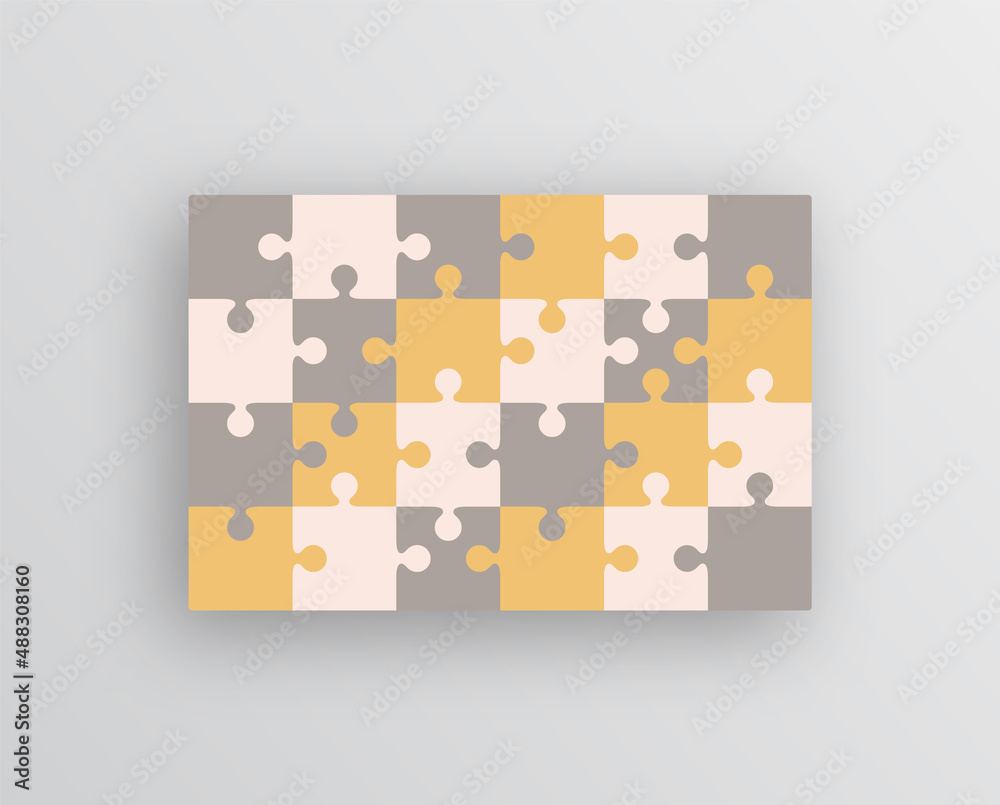 Puzzle pieces. Jigsaw outline grid. Thinking mosaic game layout. Modern ...