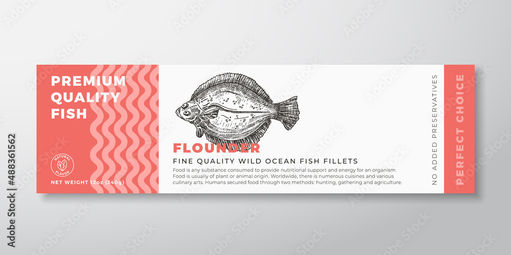 Premium Quality Flatfish Vector Packaging Label Design Modern ...