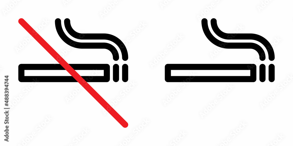 No smoking and Smoking area line icons. Stop smoking sign. Smoking ...