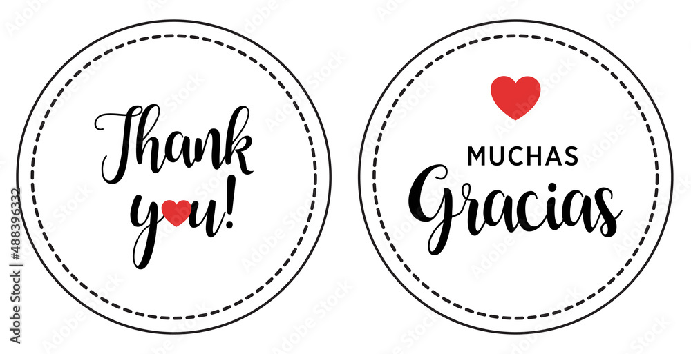 thank you in spanish and english Stock Vector | Adobe Stock