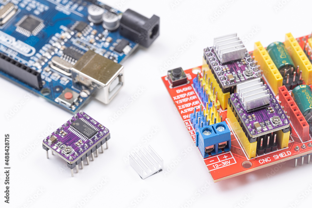 Belgrade - 20.02.2022. - Arduino CNC Shield motherboard with stepper ...