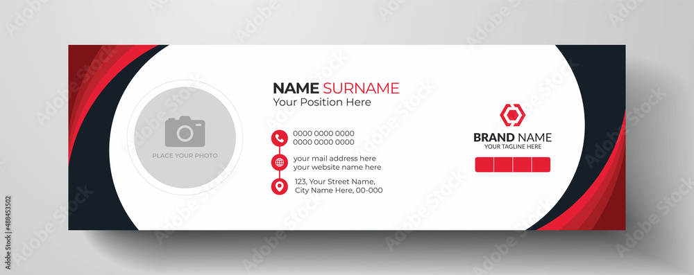 Red and dark black color modern email signature or email footer ...
