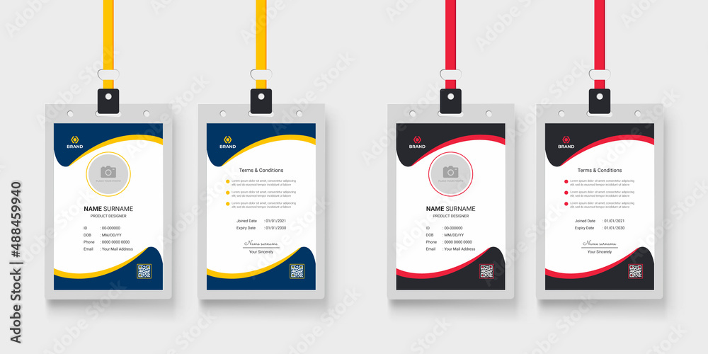 Clean and simple id card design bundle | corporate company employee ...