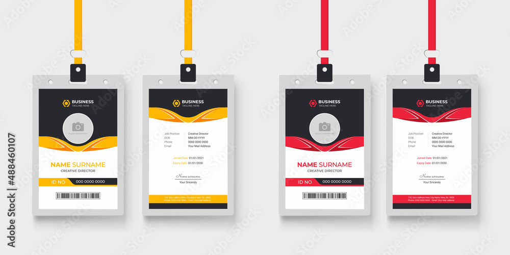 Modern and creative employee id card design with two color variation ...