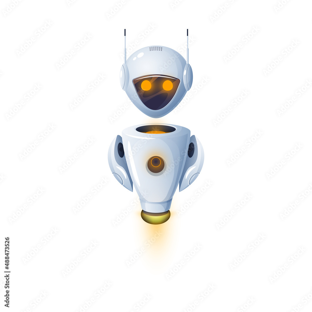 Humanoid robot isolated modern kids toy, white robotic friendly bot ...