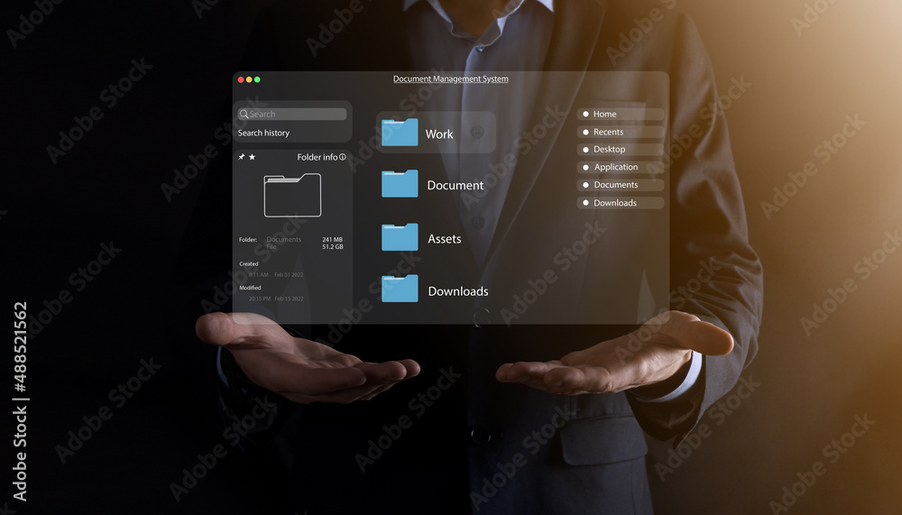 Document management concept. Virtual screen icons Document Management ...