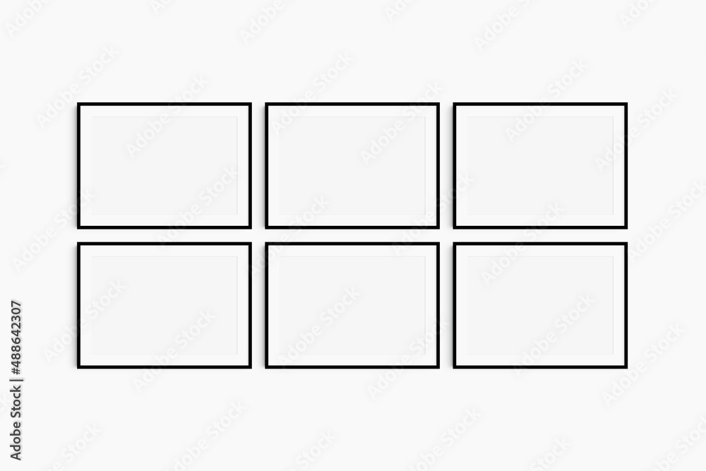 Horizontal frame mockup 7:5, 70x50, A4, A3, A2, A1 landscape. Set of ...