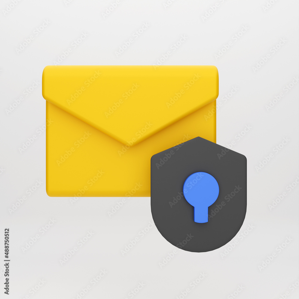 Ilustración de Stock 3d cartoon icon message mail email padlock for ...