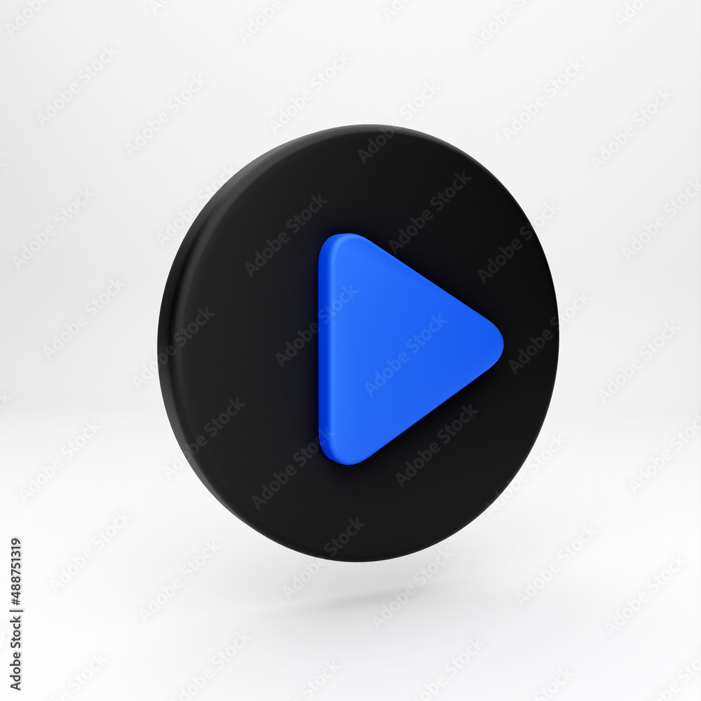 3d cartoon icon play button for mockup template presentation ...