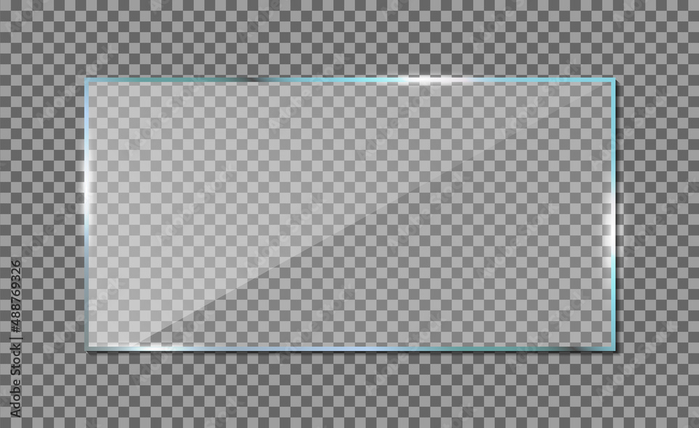 Glass mockup with frame isolated on transparent background. Acrylic ...