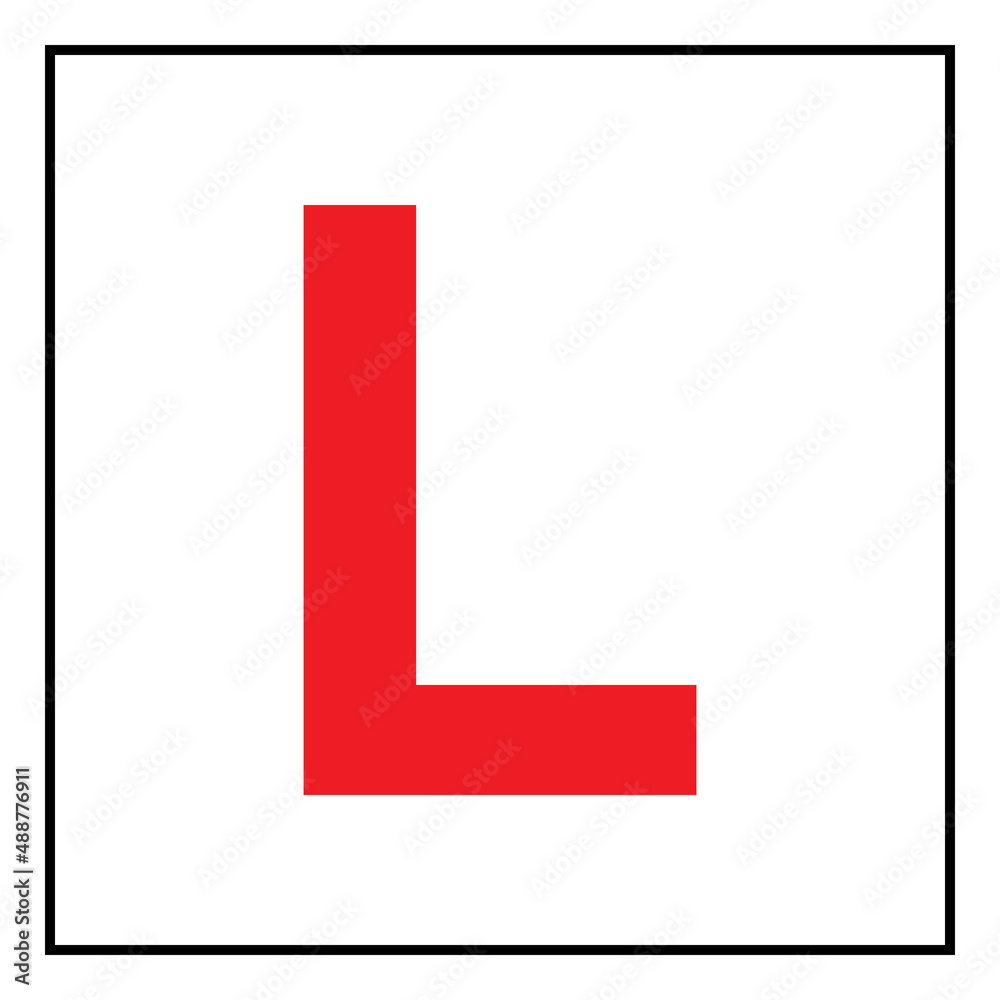 L Board symbol. Learner driver plate sign. Car driving school beginner ... L Board symbol. Learner driver plate sign. Car driving school beginner ...