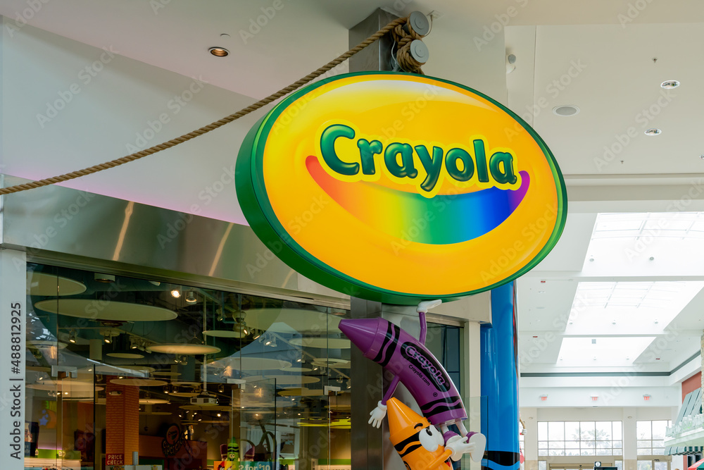 Orlando, Florida, USA - January 27, 2022: Closeup of Crayola Experience ...