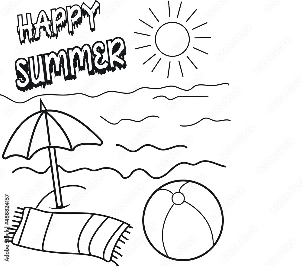 HAPPY SUMMER COLORING PAGE,HALLO SUMMER,NATURE ART COLORING PAGE,TREE ...