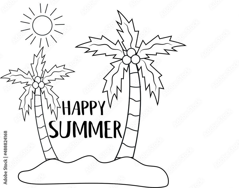 HAPPY SUMMER COLORING PAGE,HALLO SUMMER,NATURE ART COLORING PAGE,TREE ...
