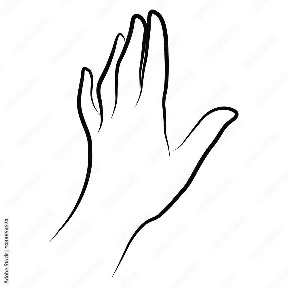 Women hand simple outline minimalistic linear gesture style. Vector ...
