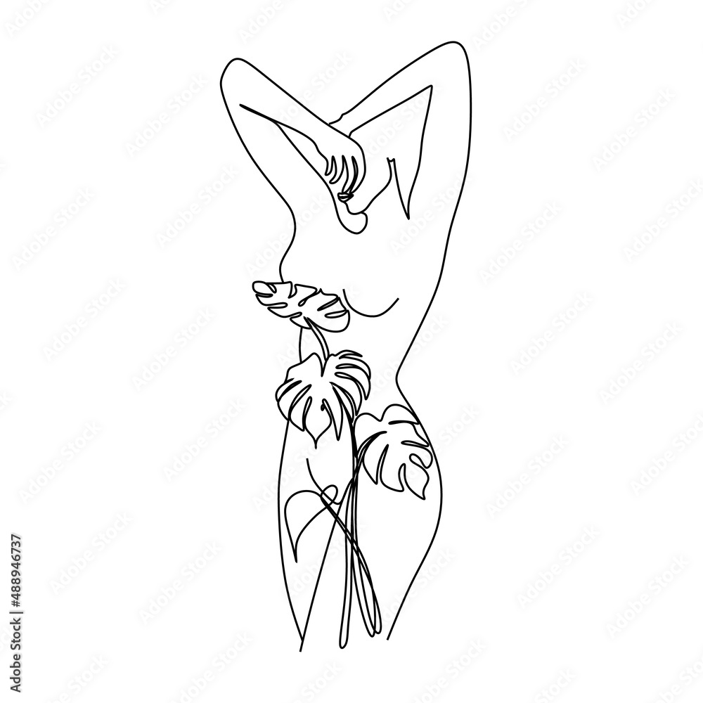 Image Vectorielle Stock Sexy Woman Vector Line Drawing Sex Scene Drawing One Line Art Sexy