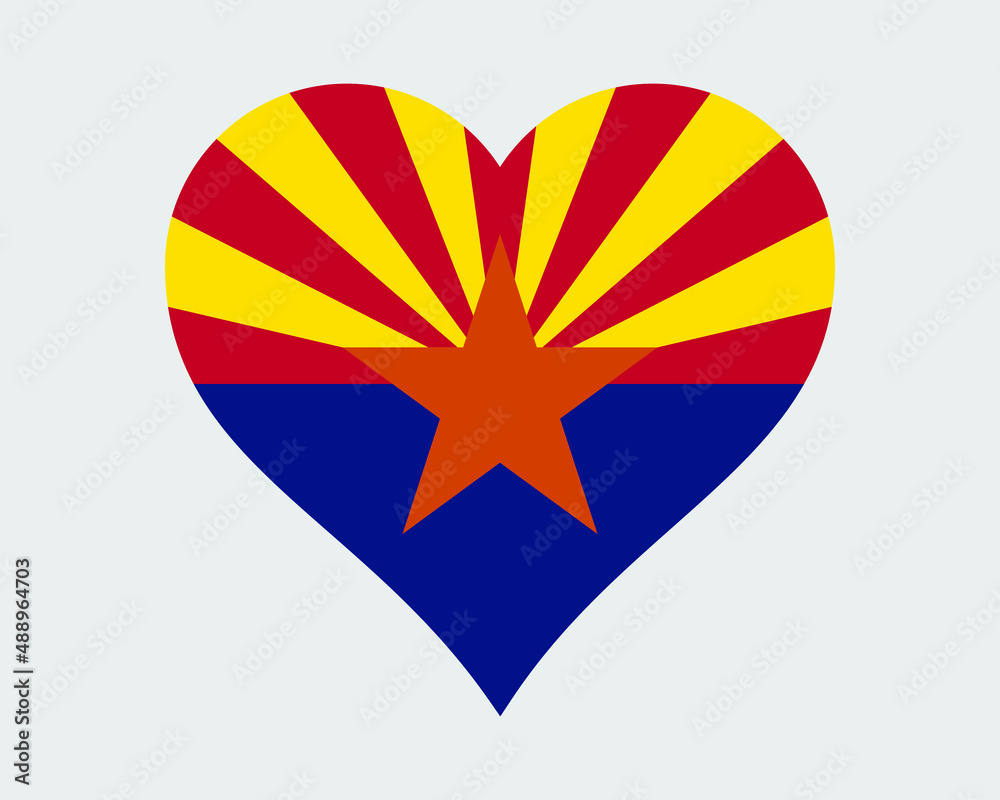 Arizona USA Heart Flag. AZ US Love Shape State Flag. Arizona United ...