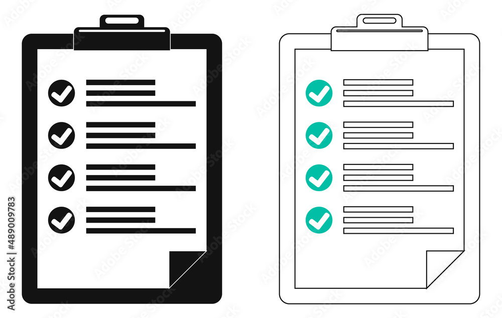 List of completed tasks. Checklist set, checklist. Vector, cartoon ...