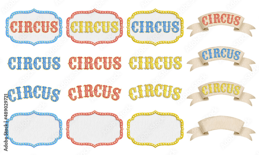 Circus vintage logo badge and banner of vector illustration set. Circus ...