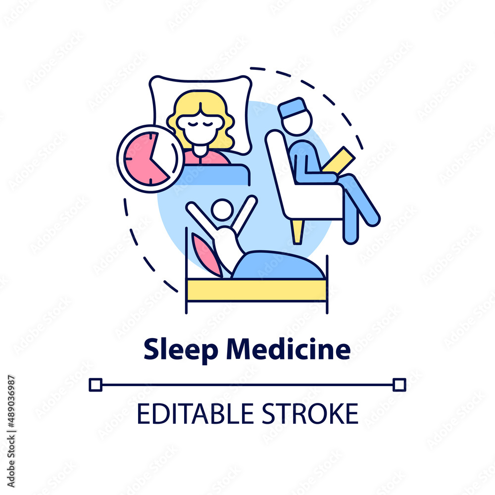 Sleep medicine concept icon. Insomnia treatment. Service of medical ...