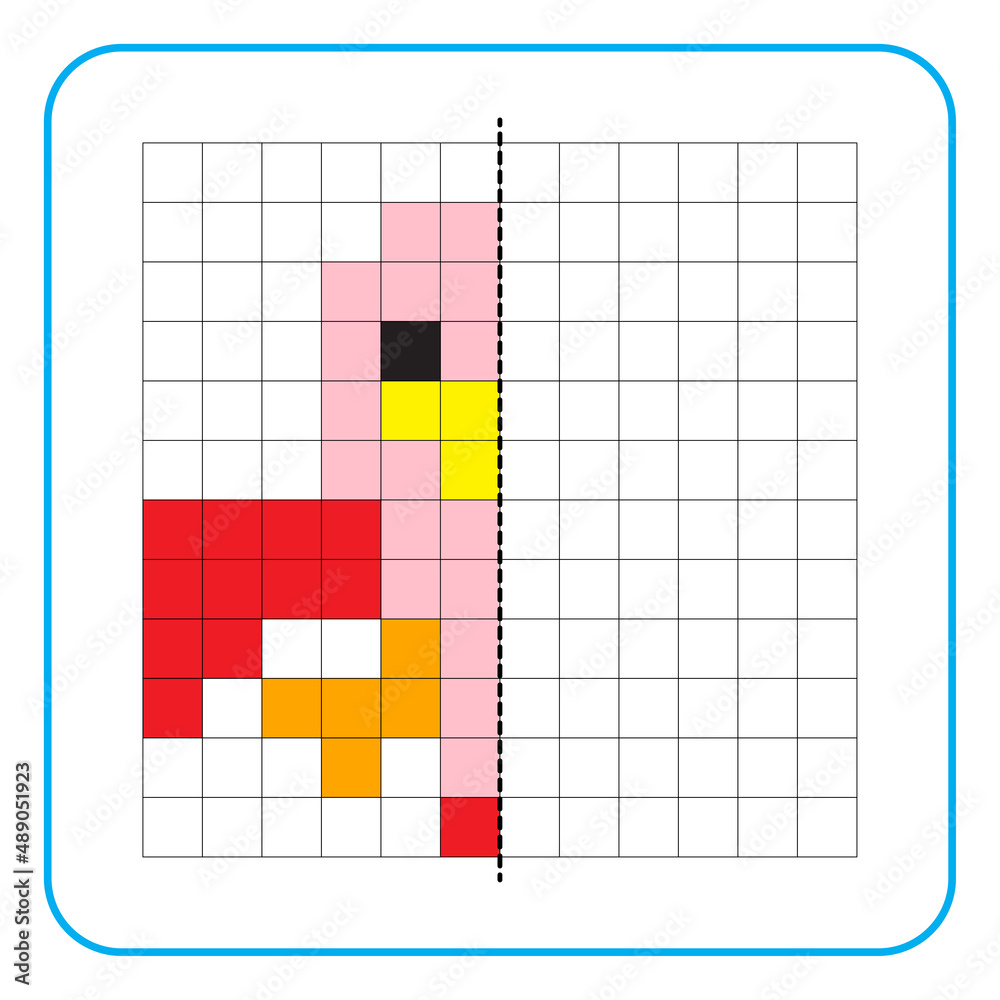 Picture reflection educational game for children. Learn to complete ...