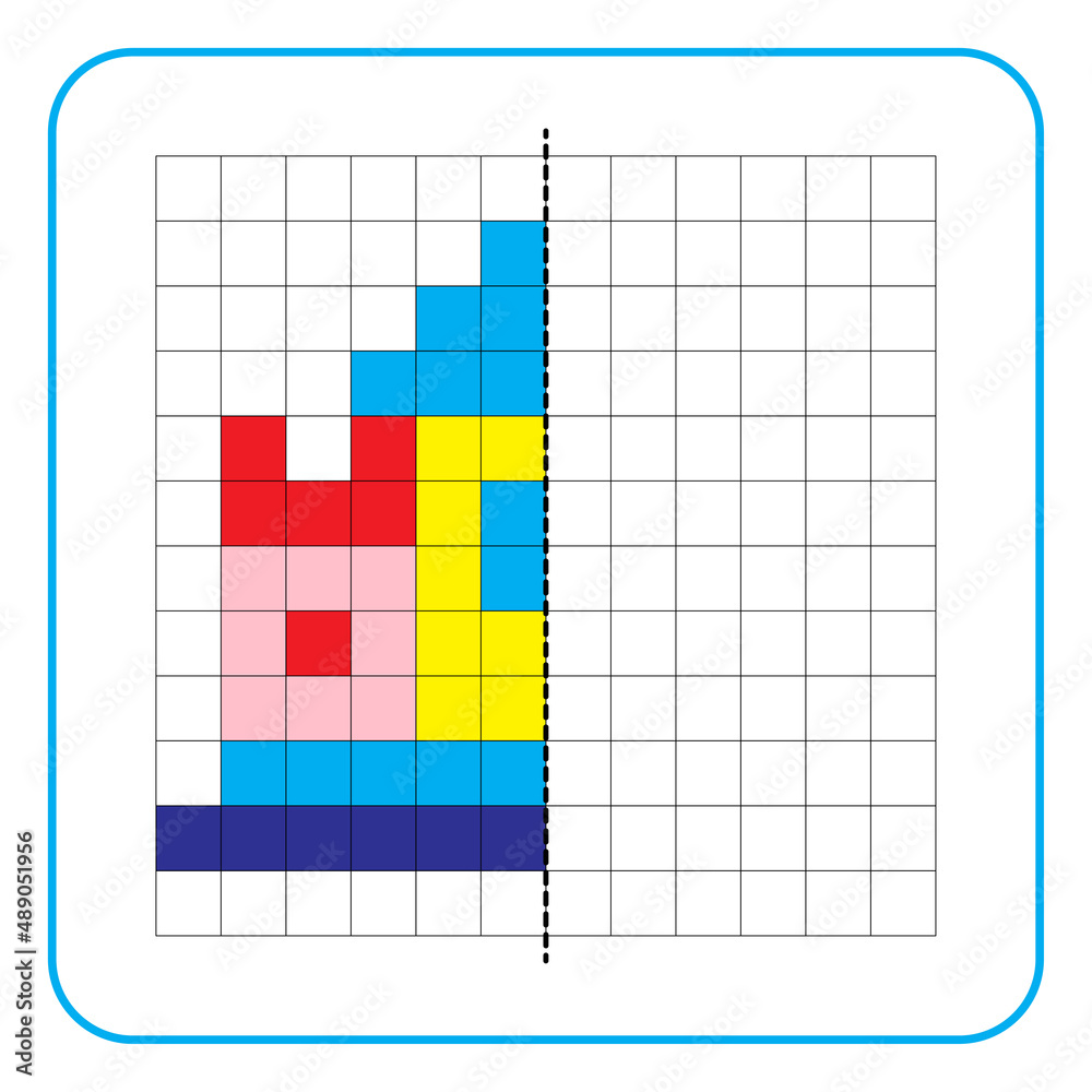 Picture reflection educational game for children. Learn to complete ...