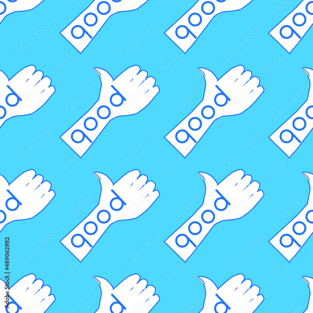 seamless pattern with the image of an affirmative hand gesture and text ...