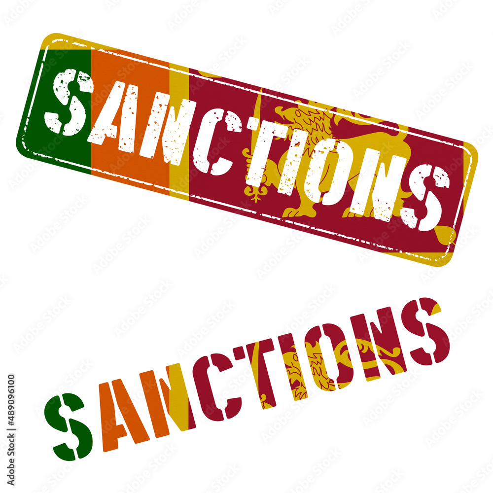 Sanctions sign in colors of national flag. Clip art set on white ...