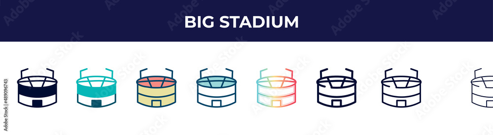 big stadium icon in 8 styles. line, filled, glyph, thin outline ...