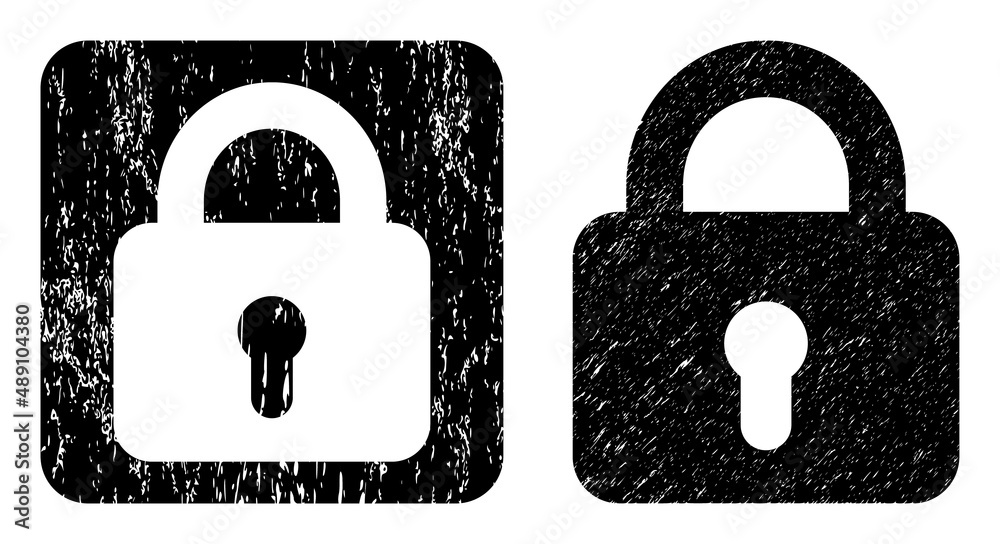 Vector lock hole icon. Grunge lock stamp, done from icon and rounded ...