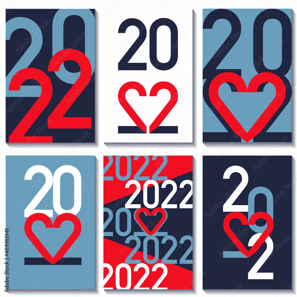 2022 number banners, posters set. Vertical vector templates. Stock ...