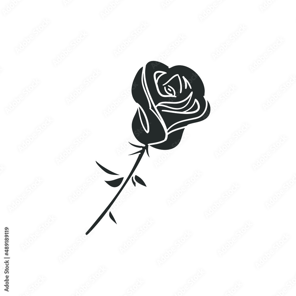 Rose Icon Silhouette Illustration. Flower Floral Nature Vector Graphic ...